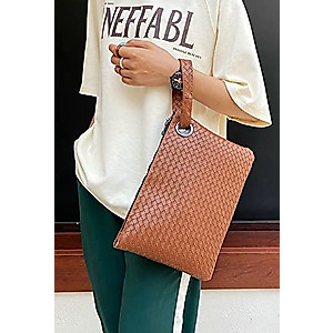 Hycurey Clutch Bags for Women Evening Clutch Purses Large Woven Clutch Purse Oversized Clutch Wallet Wrist Bags for Girls