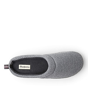 Dearfoams Men's Nathan Waffle Knit Clog Slipper, Dark Heather Grey, Large