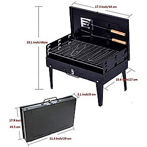 BBQ Grill Outdoor Charcoal Grill Barbecue Tool Set Portable Compact Design BBQ Grill for Outdoor Campers Travel Park Beach Party