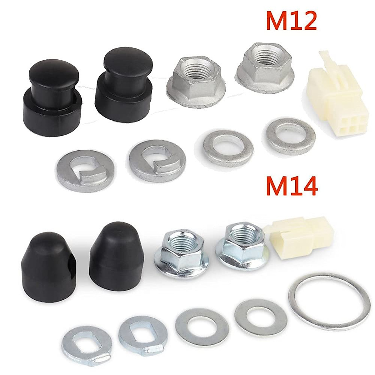 ATOZS E-Bike Electric Bicycle Hub Motor Axle M12 Front Lock Nut/Lock Washer / /Nut Cover with 12mm Shaft
