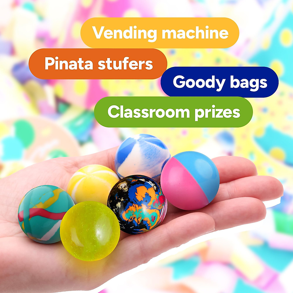 Bouncy Balls Assorted Bulk Toys Pack 25psc 1.26inch 32mm - Super Ball for Toddlers and Adults Party Favors Pinata Filler Goodie Bags Stuffers for Kids Treasure Box Toys for Classroom Carnival Prizes