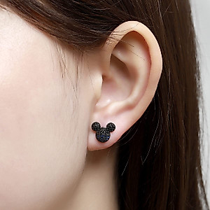 Foruiston Mouse Stud Earrings Tiny CZ 925 Sterling Silver Post Hypoallergenic Dainty Ear jewelry for Women Friends Birthday Gift (Blue)