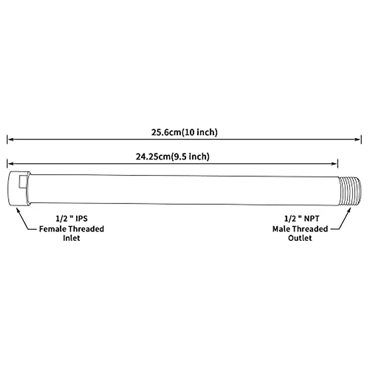 G-Promise 10 Inches Shower Head Extension Arm, Shower Arm Extension, Shower Head Extender, Lower Shower Head, All Solid Brass Construction (Polished Chrome)