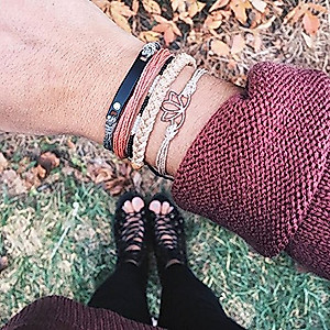 Pura Vida Solid Coral Bracelet - Handcrafted with Iron-Coated Copper Charm - Wax-Coated, 100% Waterproof