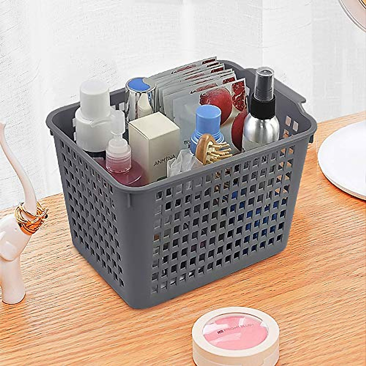 Sandmovie Gray Plastic Storage Baskets, 6 Packs