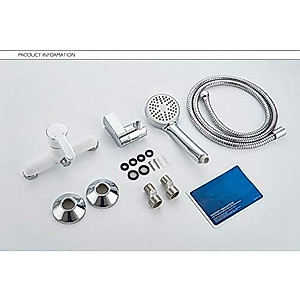 RONPOTY Kitchen Taps Bathroom Bathtub Faucet 1 Set Cold Hot Water Bath Bathtub Faucets Outlet Pipe Surface Chrome Plated Shower Head