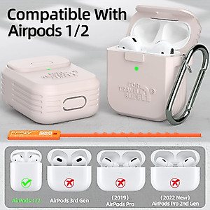 Doboli AirPods Case 2nd & 1st Generation, Khaki, Protective Silicone Cover, Secure Lock, Easy Access