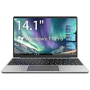 Intel Celeron N4020C 14.1" Laptop, 8GB DDR4 Memory, 256GB SSD, FHD Display for Work and Entertainment, Expandable 1TB SSD, Ultra Slim, USB3.0, Webcam, TF Card