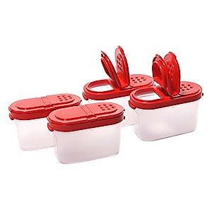 Tupperware Small Spice Shaker (4) pc Set Sheer with Red Seals