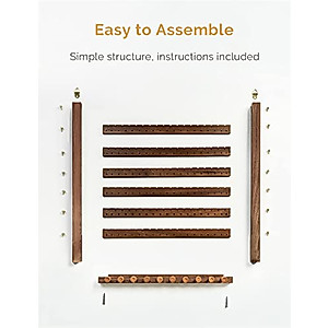 Mymazn Easy Assemble Solid Walnut Wood Earring Wall Holder Hanging Jewelry Organizer Necklace Holder Earring Hanger Wall Mount Jewelry Organizer for Necklaces Rings Scruncies Organization