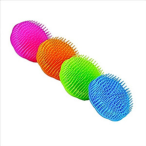 Niva Hair Scalp Massager Shampoo Brush - Flexible Scalp Exfoliator Dandruff Brush and Grass Shape Handle - Baby Shower Bath Brush Suitable for Women, Men & Pets | Pack 0f 4 (Blue-Green-Orange-Fuchsia)