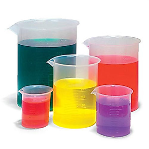 hand2mind Nestable Graduated Beakers, Plastic Beakers for Kids, Polypropylene Measuring Beaker, Beaker Set, Science Lab Equipment, Chemistry Set Supplies, Science Laboratory Supplies (Set of 5)