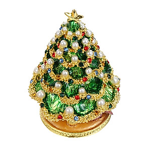 VOSAREA Christmas Tree Ring Holder Christmas Tree Figurine 1pc Christmas Tree Jewelry Box Miss Crafts Accessories Tin Alloy Tabletop Christmas Tree Christmas Tree Table Decor