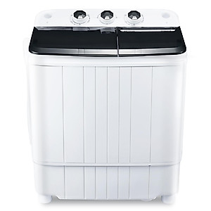 Portable washers 17.6lbs Compact Washing Machine and Spinner Twin Tub Washer and Dryers for Home Apartment Dorms,Black