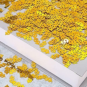 500Pcs Confetti Craft Sign, Money Sign Gold Money Sign Sequins, Glitter Gold Money Sign, Table Scatters Throwing Confetti for Casino Wedding Party Baby Bridal Shower Decorations Golden