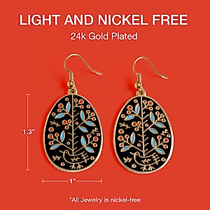 Ukrainian Easter Egg (Pysanky) Earrings - Pine Tree (Gold-Plated)