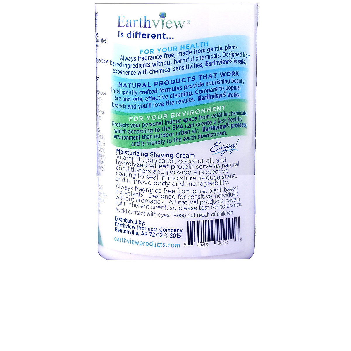 Earthview Shaving Cream, Fragrance Free, 8 oz, Natural, Smooth-Gliding Shave- Designed for Environmental Sensitivities (MCS, EI, MI)