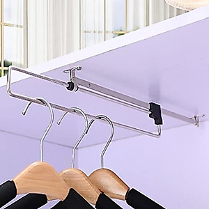 Pufguy 11.9" Iron Pull Out Closet Rod Retractable Pants Rack Sliding Wardrobe Valet Rod for Handing Clothes Towel Scarf-1pcs