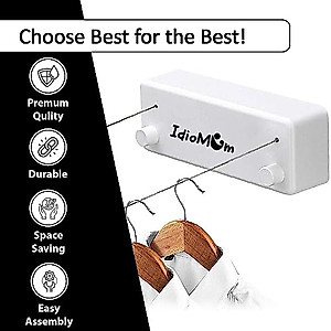 Idiomum Double Retractable Clothesline Indoor Outdoor 13.8 ft (2X) Heavy Duty Laundry Line with Stainless Steel String - Clothesline Retracting Indoor - Clothes Drying Line Holds up to 44 lb