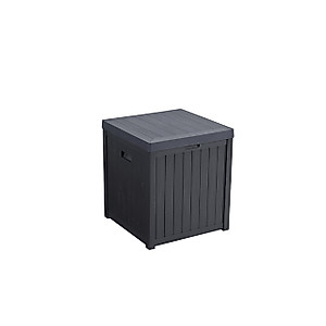 EHHLY Pool Storage Deck Box Outdoor Waterproof, Small Toy Storage Box for Patio 52 Gallon, Portable Porch Storage Box Durable Extra Seat for Patio Cushion Storage, Easy to Install (Grey)