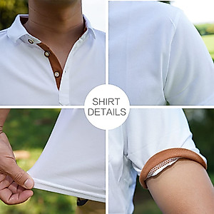 Masbono Sports Suit Men's Pure Cotton Short-sleeved Lapel Polo Shirt & Summer Casual Solid Color Fifth Pants Two-piece Set (White&Brown&Khaki, Large)