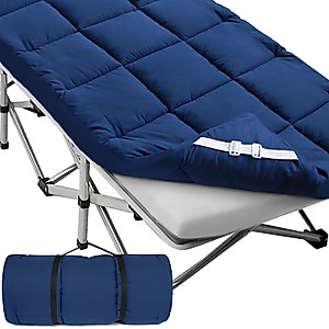 Cot Mattress Topper (Improved Thickness), Quilted Cot Pads for Camping 2 Pack, Soft Comfortable Sleeping Cot Mattress Pad Only, Camping Mattress Pad 75"x30" for Camp Cot/Rv Bunk/Narrow Twin Beds, Navy