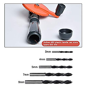 Hand Drill Akamino Powerful and Speedy Manual Hand Drill With Anti Slip Handle and S/S cast 5 Pieces Jaw Chucks for Wood Plastic Acrylic