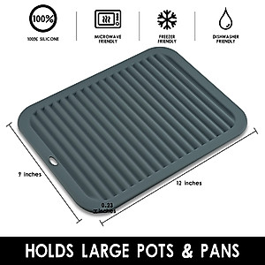 Smithcraft Trivets for Hot Dishes Pots & Pans, Silicone Hot Pads for Kitchen, 12x9 Silicone Mats for Counter, Waterproof Trivet Mat, Counter Top Pot Holders, Table Heat Resistant Mat Set 2 Blue