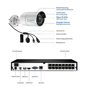 REOLINK 16CH 5MP Home Security Camera System, 8pcs Wired 5MP Outdoor PoE IP Cameras with Person Vehicle Detection, 4K 16CH NVR with 4TB HDD for 24-7 Recording, RLK16-410B8-5MP