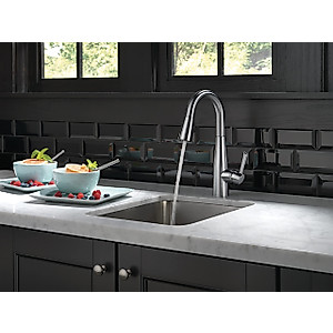 Delta Faucet Essa Bar Faucet Brushed Nickel, Bar Sink Faucet Single Hole, Wet Bar Faucets with Pull Down Sprayer, Prep Sink Faucet, Faucet for Bar Sink, Arctic Stainless 9913-AR-DST