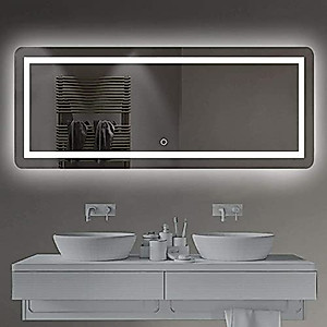 OBIOZZ Bedroom Floor Standing Mirror LED Mirror Full Length Dressing Mirror 65"x22" Large Rectangle Floor Mirror Wall Mirror with Smart Touch Button