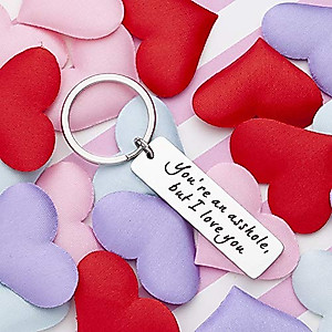 Best Christmas Funny Couples Keychain Gifts for Man Boyfriend Girlfriend Husband Wife Fiance Bridegroom You’re An Assh*le But I Love You Birthday Anniversary Wedding Valentines Day