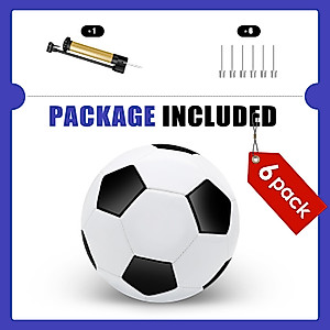 Zantrech 6 Pack Soccer Balls with Pump Needle, Size 3/4/5 Soccer Training Ball Practice for Kids,Youth and Adults, Soccer Ball Bulk