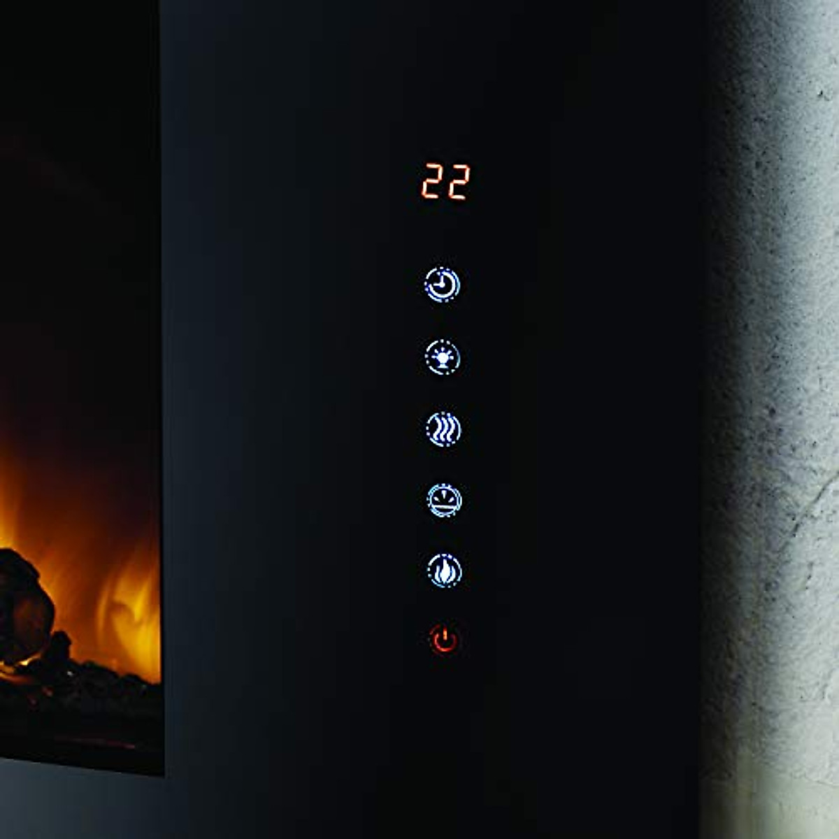 Muskoka 42" Contemporary Curved Front Slim Line Wall Mount Infrared Electric Fireplace, Black Glass