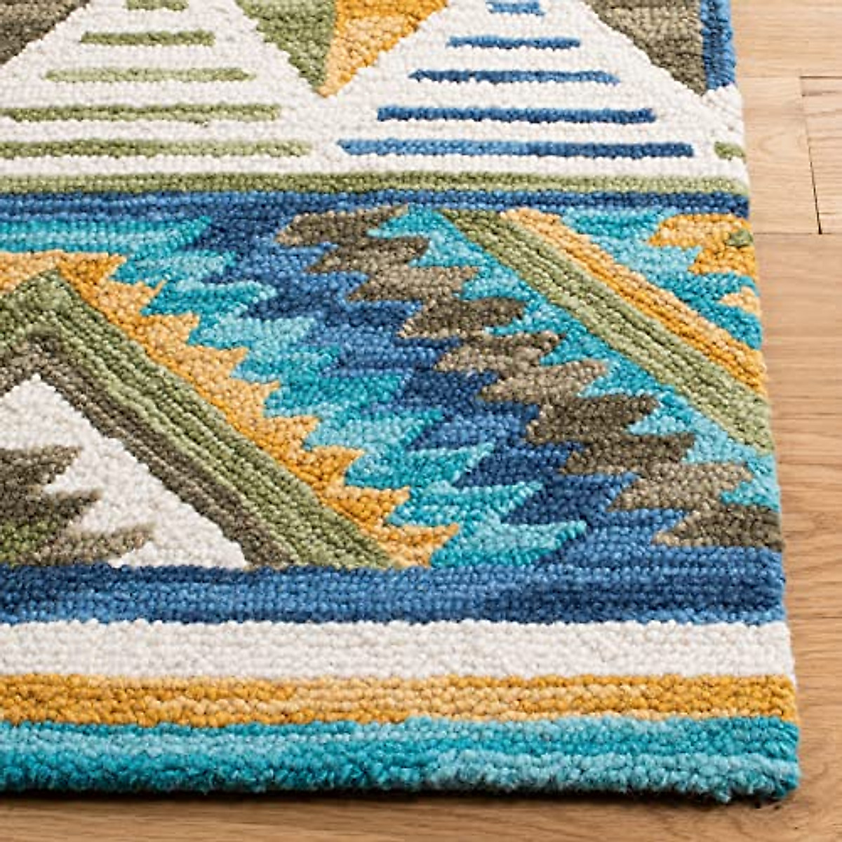 Safavieh Aspen Collection 4' x 6' Blue/Yellow APN352M Handmade Boho Tribal Wool Area Rug