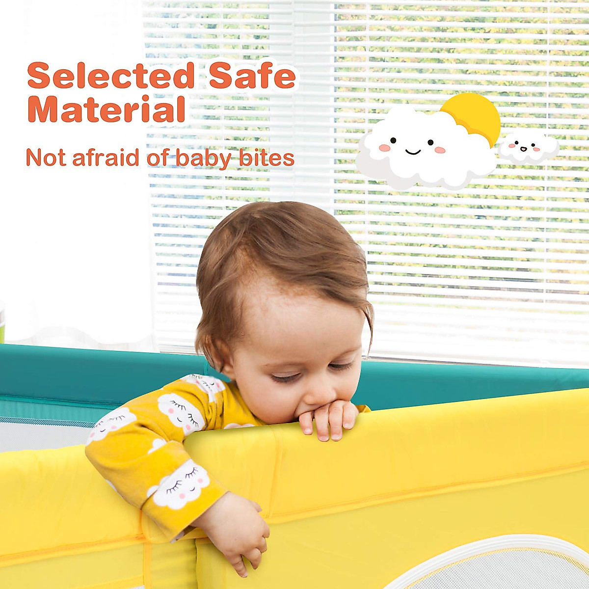 HONEY JOY Baby Playpen, Extra Large Baby Gate Playpen w/ 50 Ocean Balls, No Gaps Infant Safety Gates with Breathable Mesh & Zippered Door, Indoor Play Yards for Toddlers (Rectangle, Colorful)