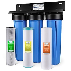 iSpring Whole House Water Filter System, Reduces PFOA/PFOS, PFAS, Lead, Chlorine, Chloramine, Sediment, 3-Stage Whole House Water Filtration System, Model: WGB32B-KS