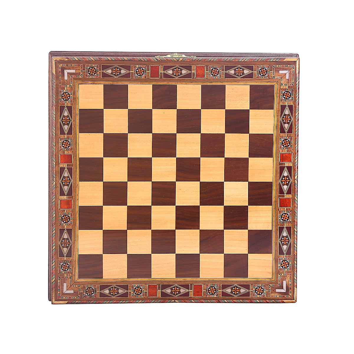 GiftHome Medieval British Army Antique Copper Metal Chess Set for Adults,Handmade Pieces and Natural Solid Wooden Chess Board with Storage Inside King 3.35inc