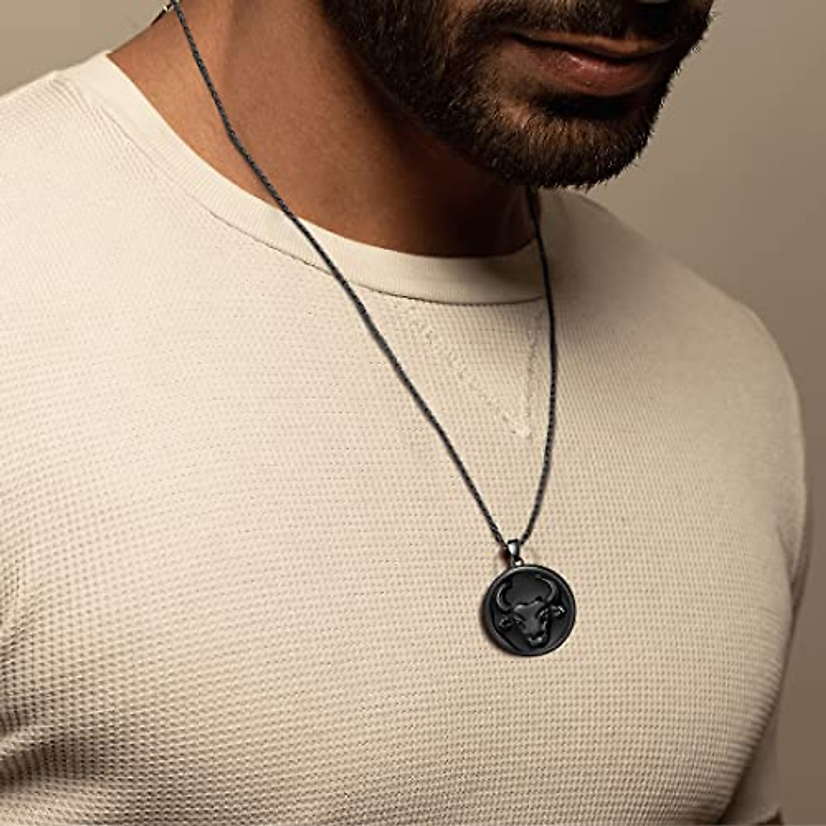 Taurus Necklace Zodiac Pendant for Men - Constellation Zodiac Star Sign Horoscope Pendant Black Gun Plated Astrology Birthday Gifts Mens/Women Jewelry SP0085J-K