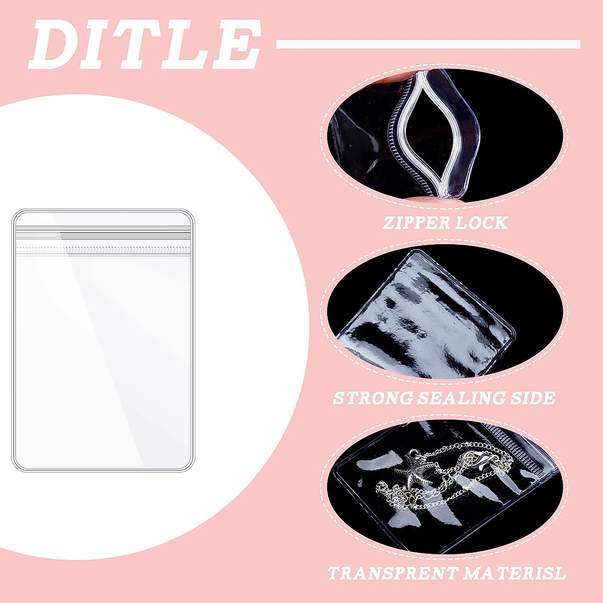 160 Pieces Self Seal Jewelry PVC Bags Plastic Anti Tarnish Jewelry Storage Bags Clear Jewelry Organizer Bag Jewelry Pouches Small Zipper Bags for Holding Earring Ring Necklace Jewelry, 5 Sizes