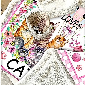 Cat Blanket,Cat Lover Gifts for Women, Blanket Gifts for Cat Lovers,Blanket Throw for Bedroom Sofa Couch Cat Gifts for Girls 50X60inches