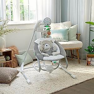 Ingenuity InLighten Soothing Swing & Rocker - Vibrating Swivel Infant Seat, Soothing Sounds, Lights - Nate