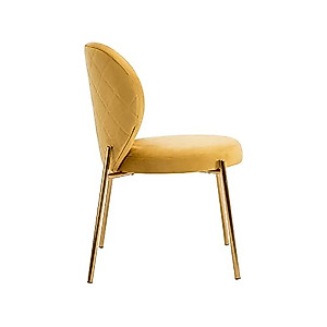 DAGONHIL Velvet Dining Chair,Upholstered Vanity Chairs with Golden Metal Leg,Set of 4(Yellow)