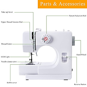 Mini Sewing Machine for Beginners Crafting Mending Heavy Duty Portable Sewing Machine Household Kids Sewing Machine with 12 Built-In Stitches, Foot Pedal