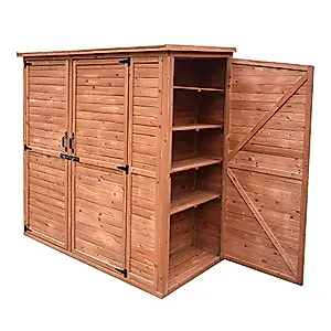 Leisure Season TDS7236 Three Door Lean Storage Shed, Medium Brown