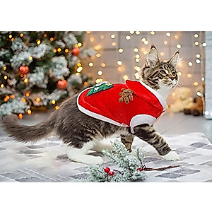 Dog Christmas Costume Antlers Dog Dresses Red Pet Hoodie with Buttons Rabbit Star Christmas Tree Cat Christmas Holiday Outfit Velvet Pet Fall Winter Clothes Pet Costumes for Small Medium Dogs Cats (M)