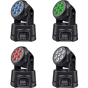 BETOPPER Moving Head RGBW, DJ Lights, Sound Activated/DMX Lighting, Moving Head Lights for Stage, Party, Live, DJ, Bar, Disco Lighting (7x8W 4 Packs)