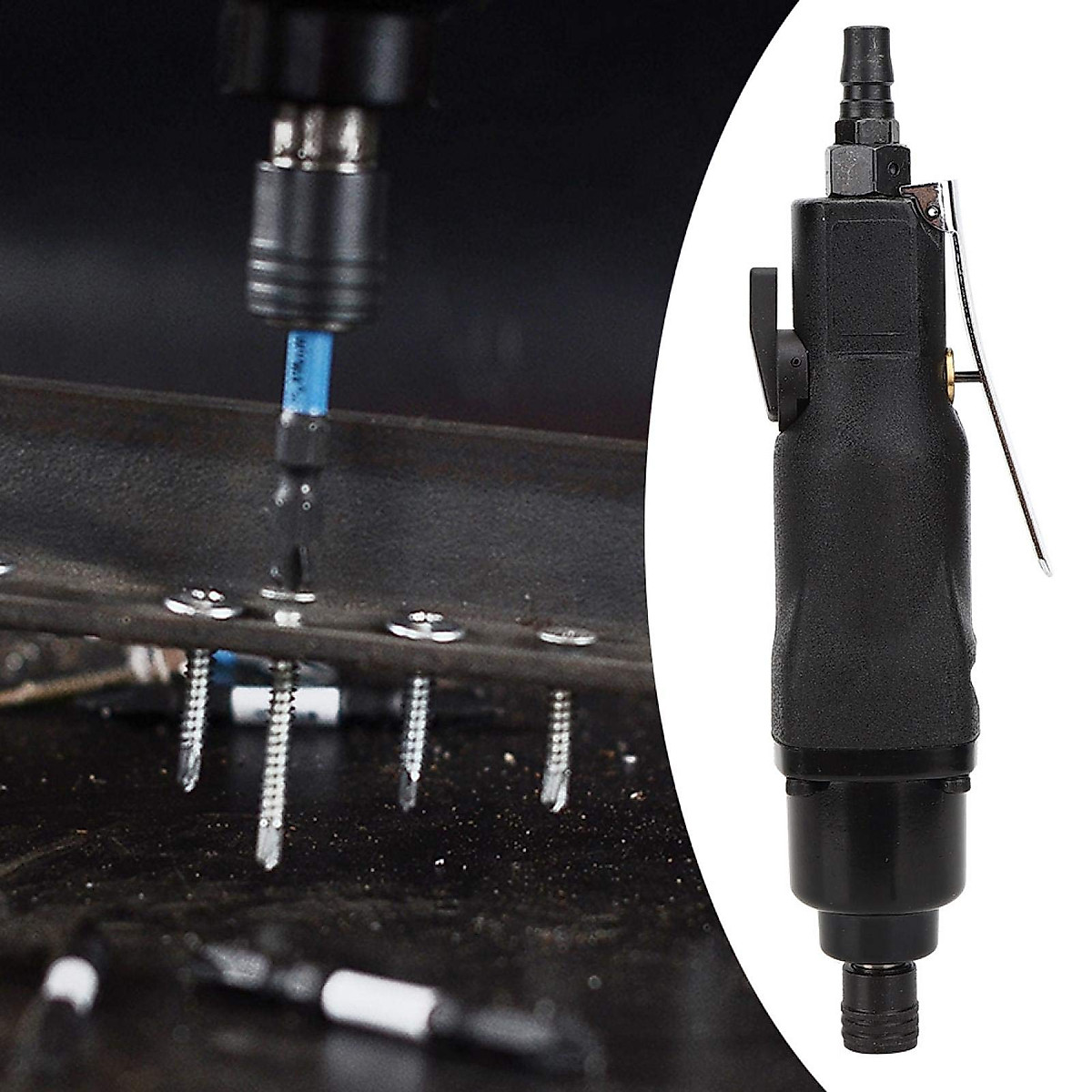 Thincol Air Screw Driver, Straight Reversible Pneumatic Screwdriver with 1/4-Inch Inlet & Cross Screw Bits, High Torque 75N.M Industrial Screw Gun, Adjustable 8000 RPM(US Type)