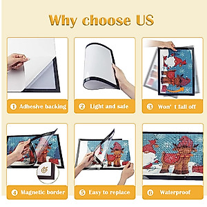 Majreey Picture Frame, 12x16 Inch, 12 Pack (Black), Magnetic, Self-Adhesive, PVC, for Diamond Art, Pictures, Wall Mount, 30X40cm, Suitable for 10x14inch Picture