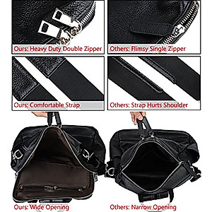 YALUXE Women's Convertible Real Leather Backpack Versatile Shoulder Bag (Upgraded 2.0) Black